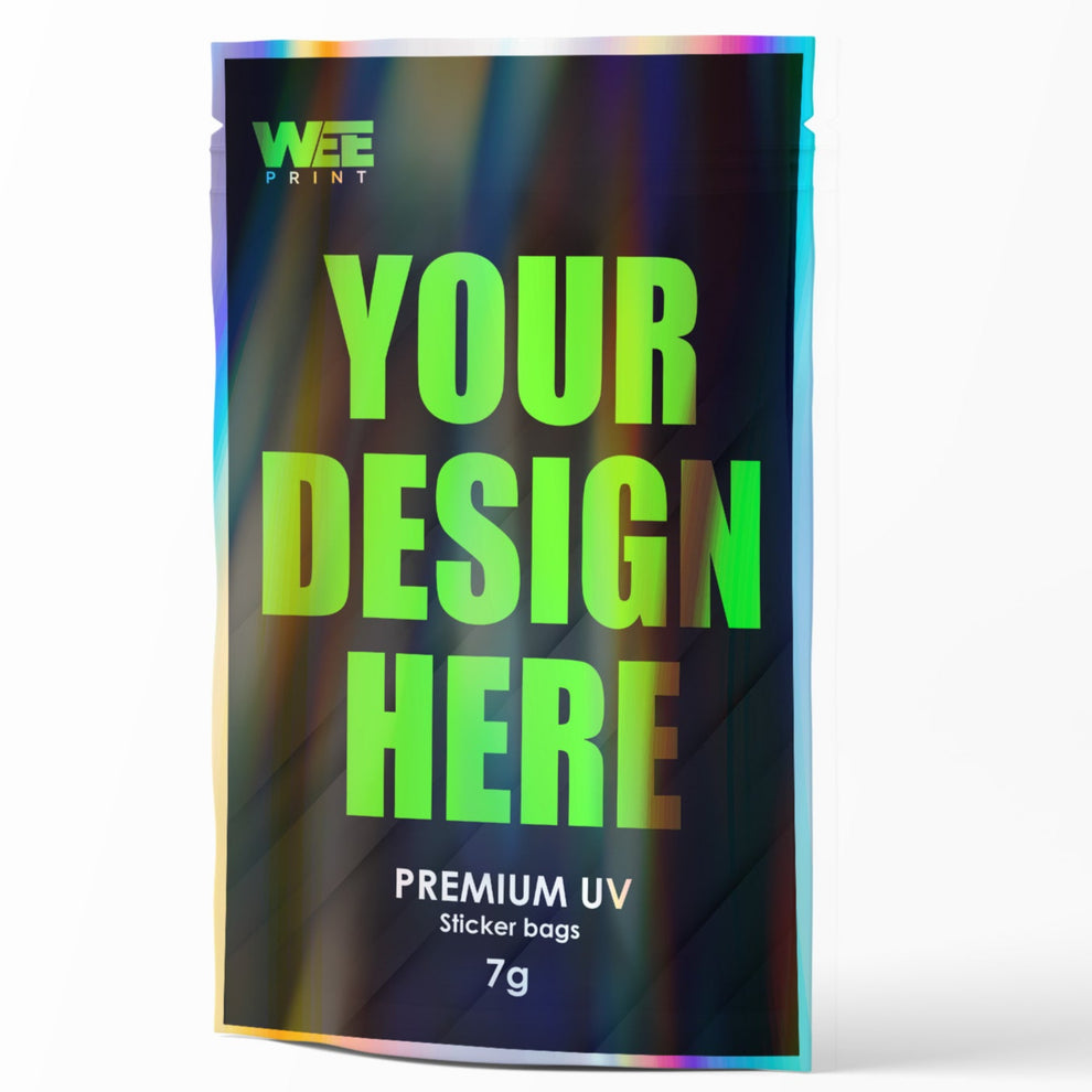 7g Custom UV Sticker Mylar Bags | Custom UV Sticker Mylar Bags | WEEPRINT