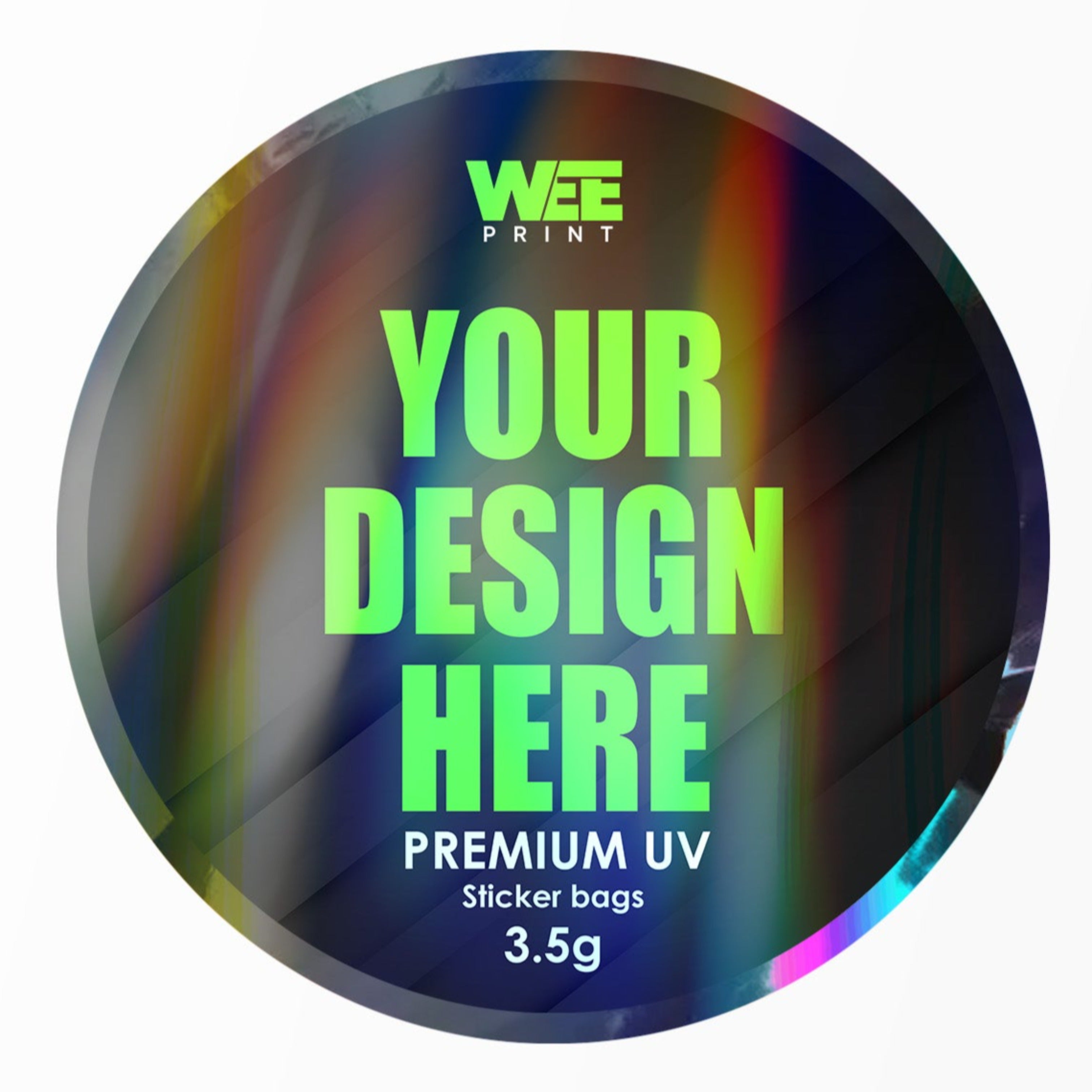 3.5g Circle Custom UV Sticker Mylar Bags | Custom Printed Mylar Bags ...