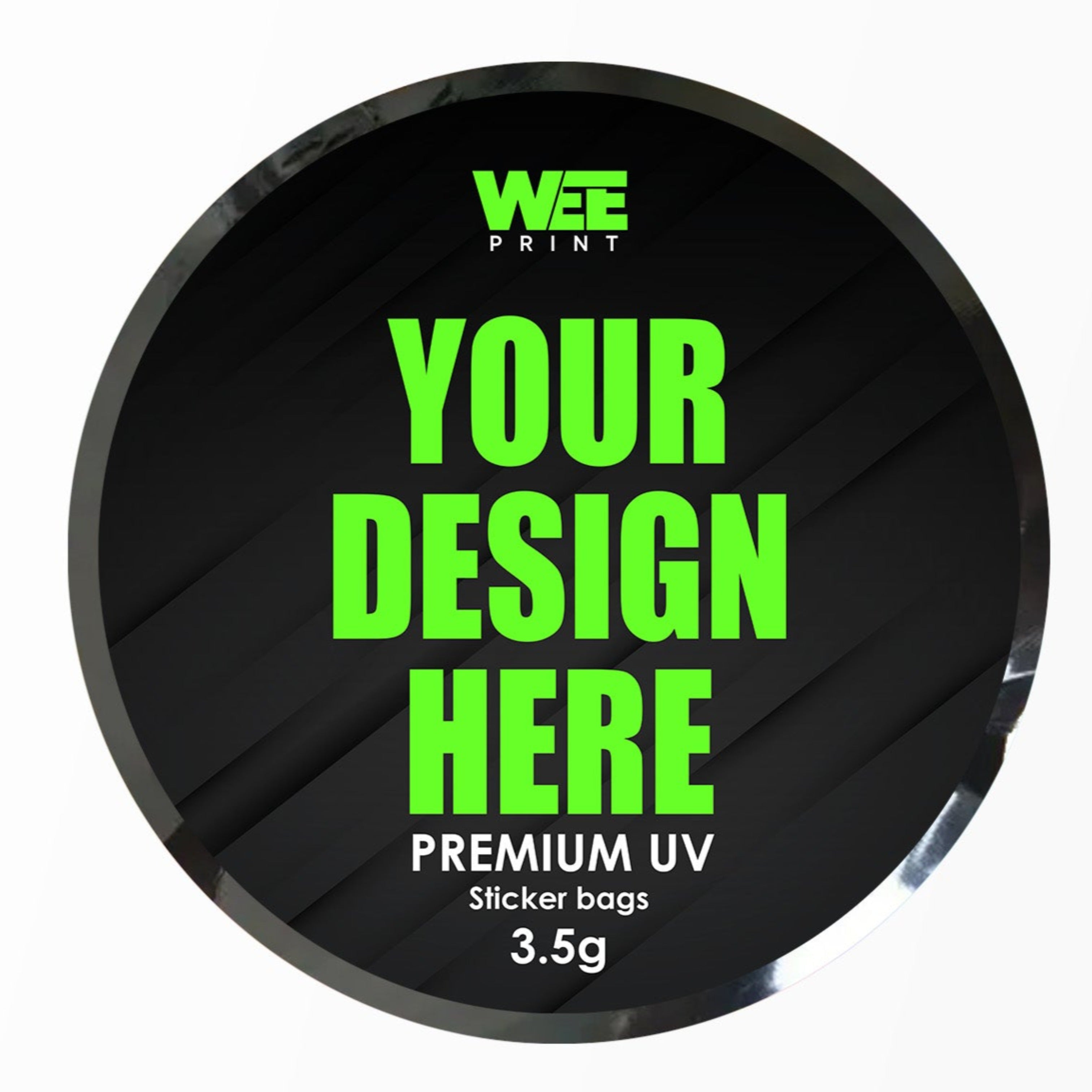 3.5g Circle Custom UV Sticker Mylar Bags | Custom Printed Mylar Bags ...